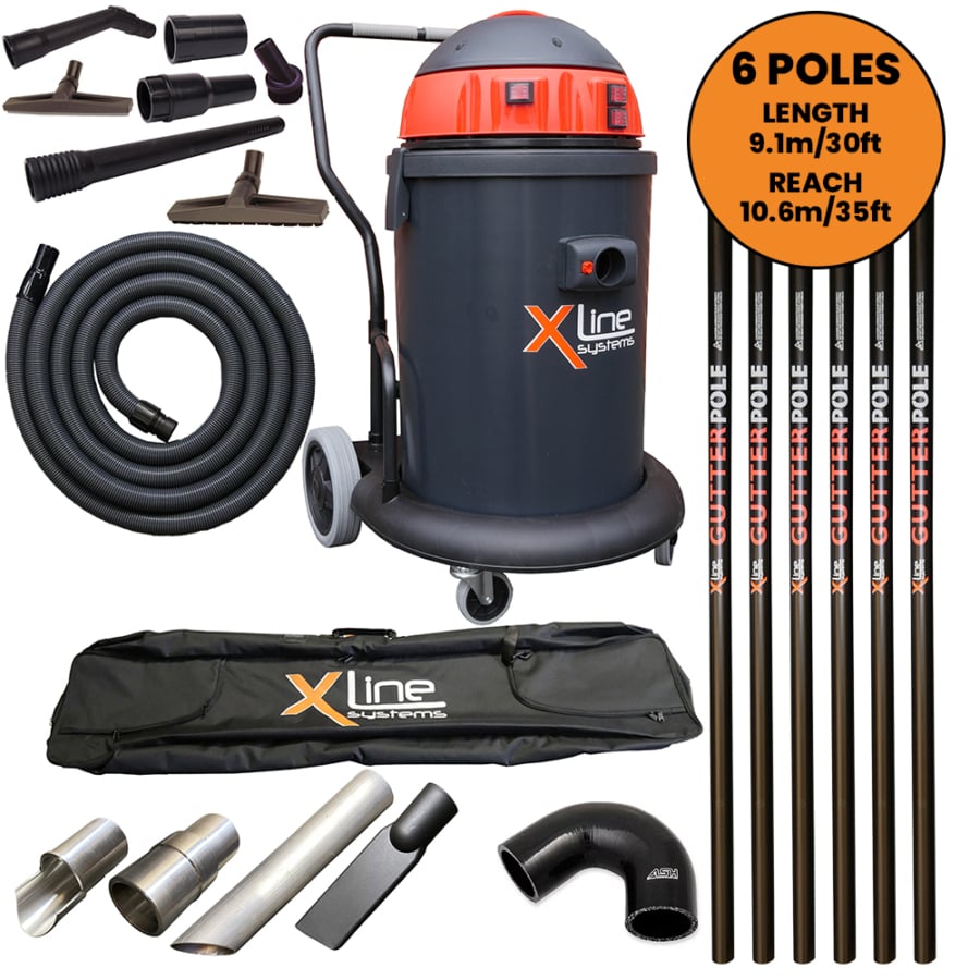 Xline 3500w Gutter Vacuum + 30ft (9.1m) Carbon Poles - Complete Package ...