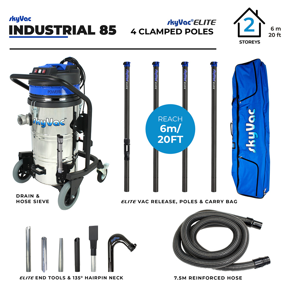 skyVac® Industrial 85 240v With Elite High Reach Poles - 4x Poles 20ft ...